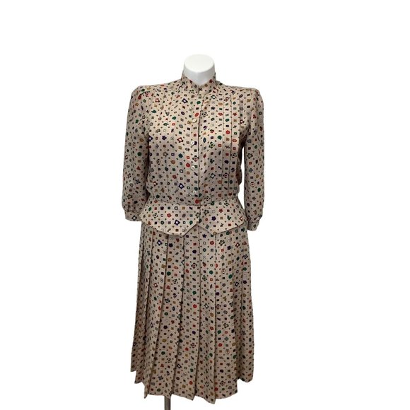 Vintage | Dresses | Pretty Cool 2 Pc 98s Novelty Print Pleated Skirt ...